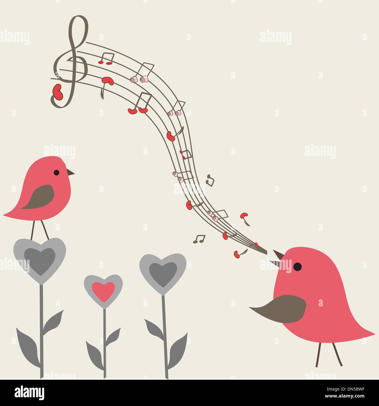 Vector cute floral spring birds illustration Stock Vector Image & Art ...