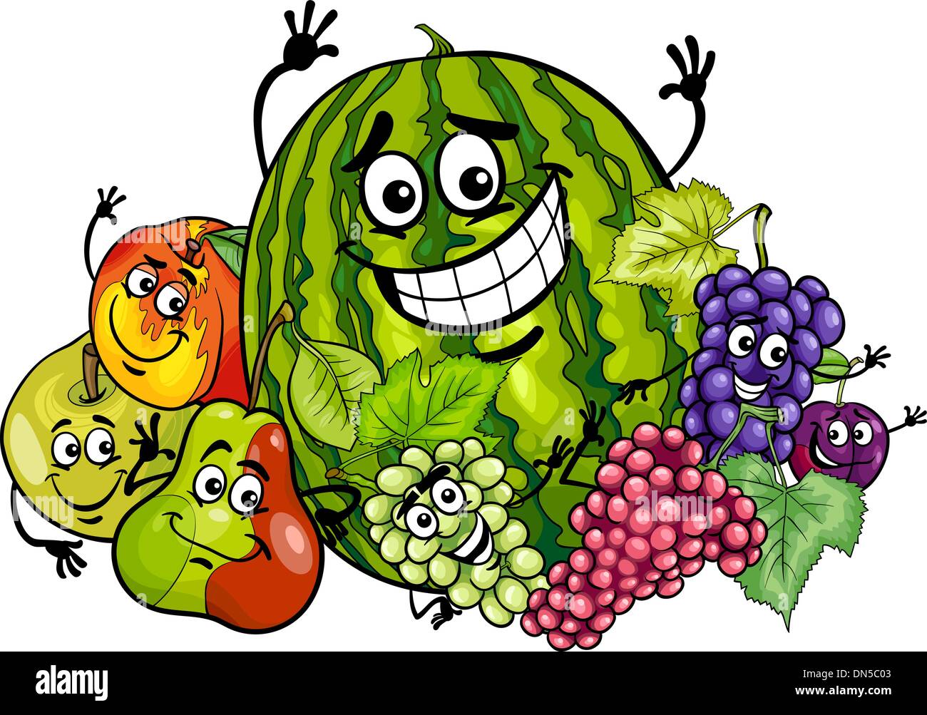fruits group cartoon illustration Stock Vector Image & Art - Alamy