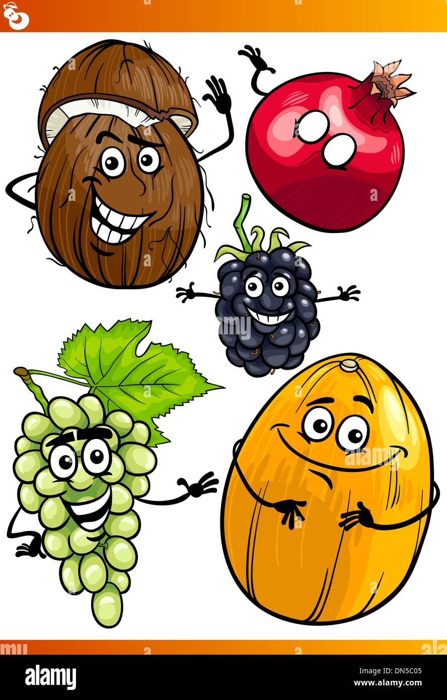 funny fruits cartoon illustration set Stock Vector Image & Art - Alamy