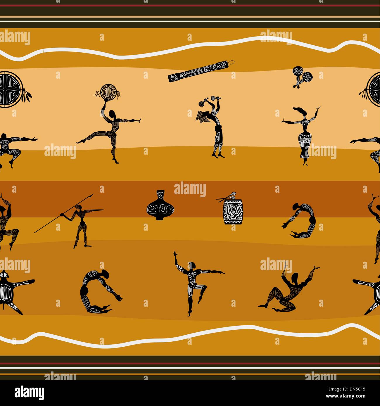 Seamless pattern with figures of primitive people Stock Vector Image ...