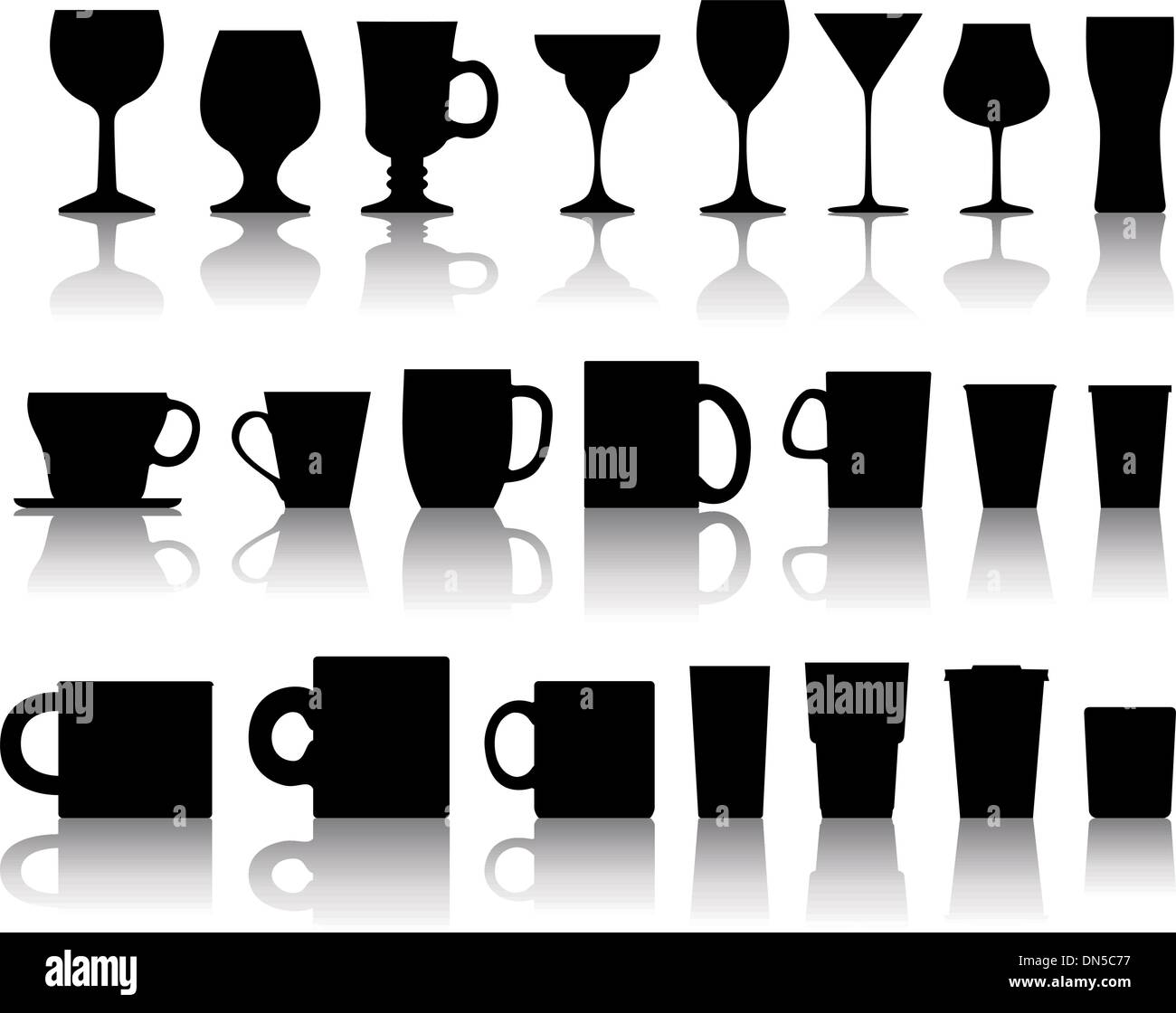vector set of cups, mugs, wineglasses Stock Vector Image & Art - Alamy