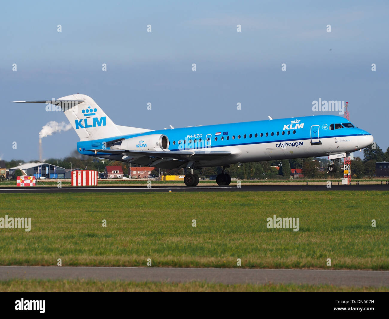 PH-KZD is a KLM Cityhopper Fokker F70 aircraft, seen landing at an ...