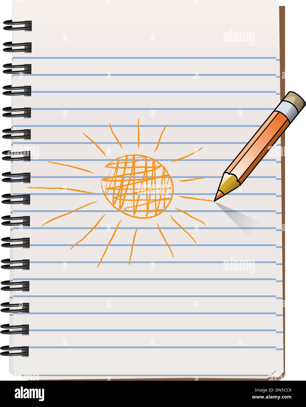 notepad with pencil drawning the sun Stock Vector Image & Art - Alamy