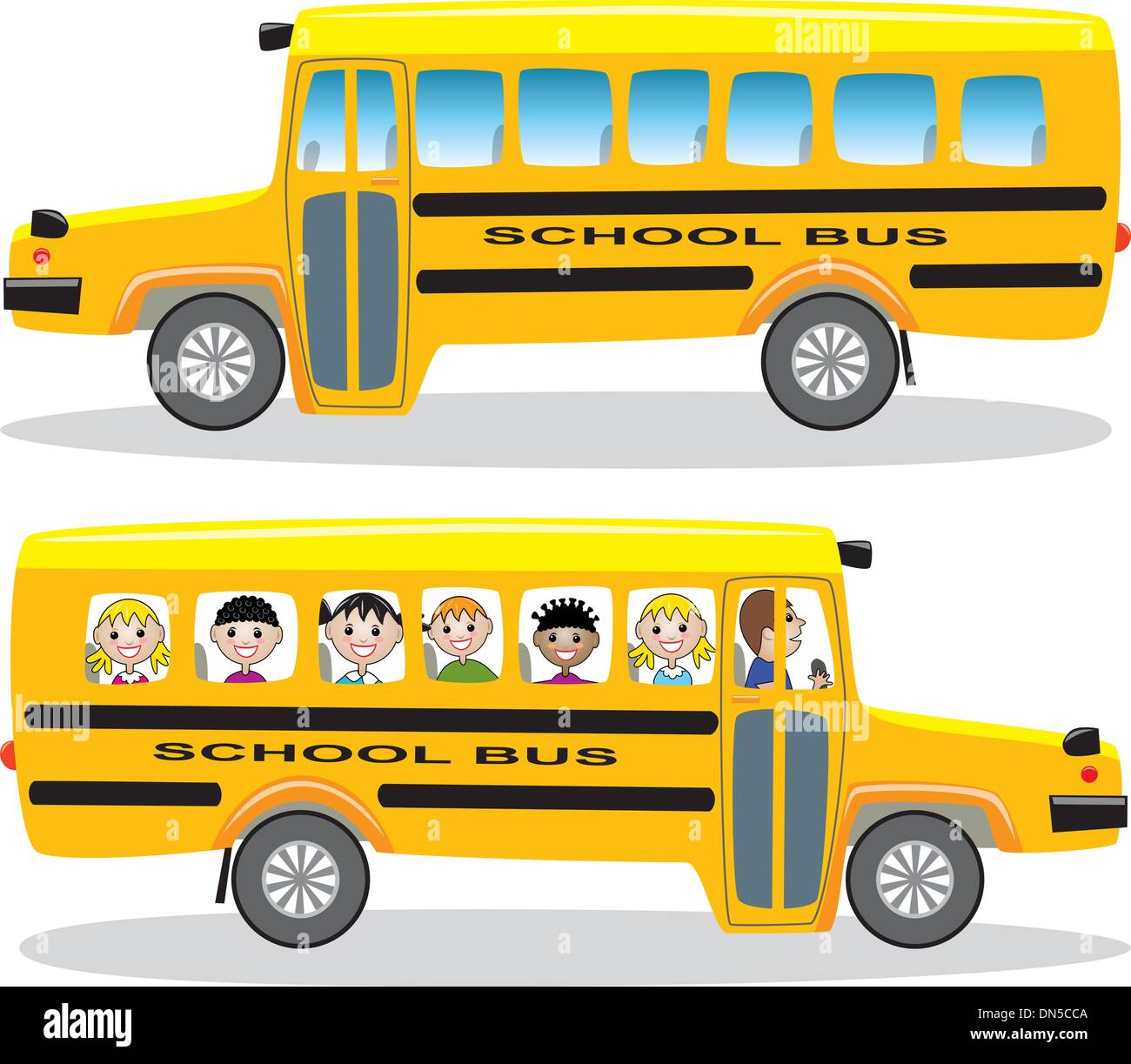 Yellow buses Stock Vector Images - Alamy