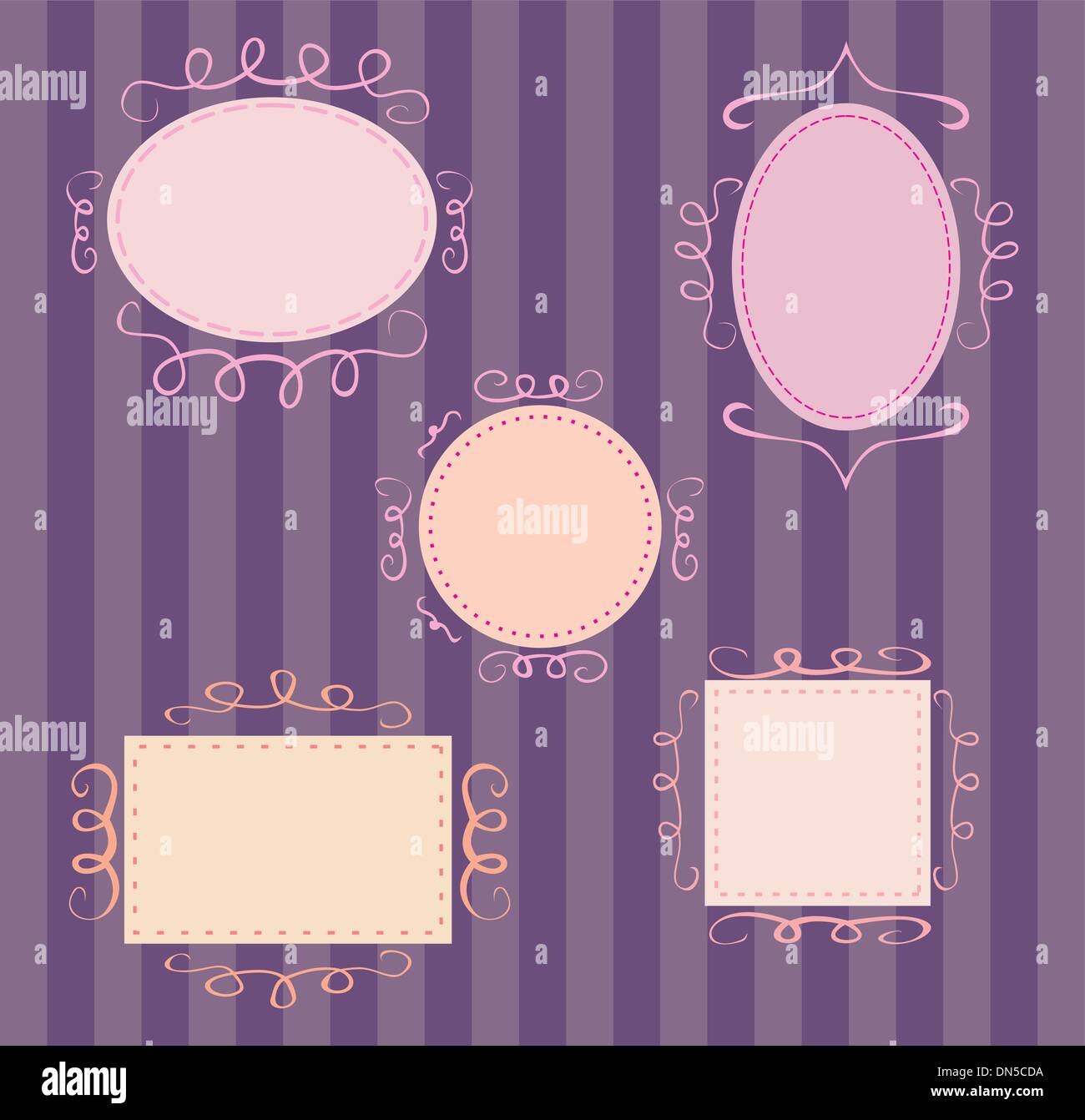 Empty retro vector frames set cute pink Stock Vector Images - Alamy