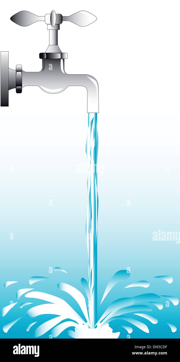 Gushing water tap Stock Vector Images - Alamy