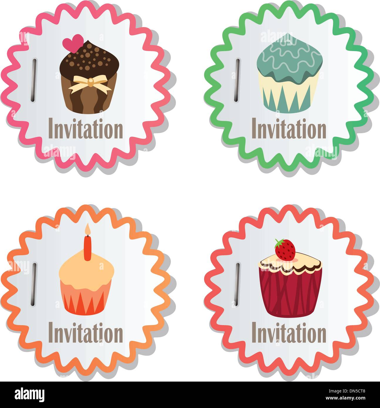vector cupcakes on paper stickers Stock Vector Image & Art - Alamy