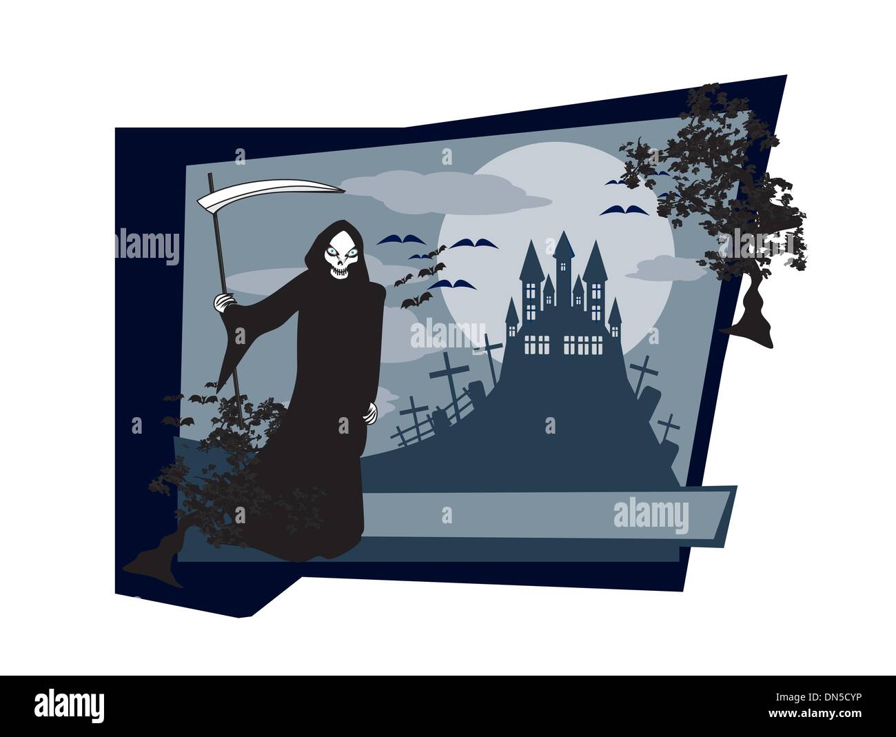 Grim reaper with Halloween sign Stock Vector Image & Art - Alamy