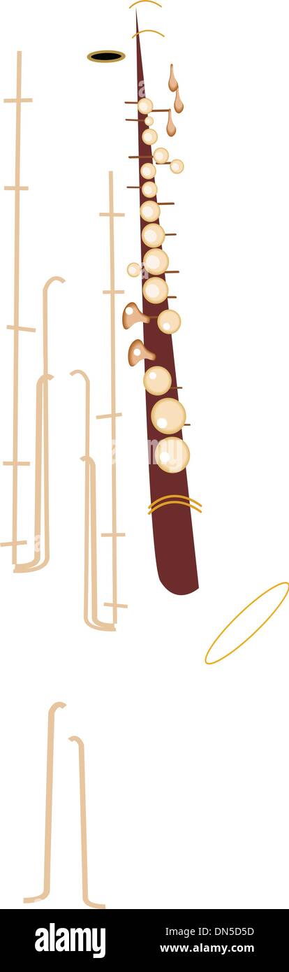 A Classical Contrabassoon Isolated on White Background Stock Vector ...