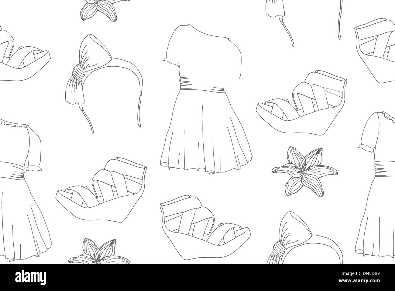 Hand drawn cute fashion seamless pattern with dresses Stock Vector ...
