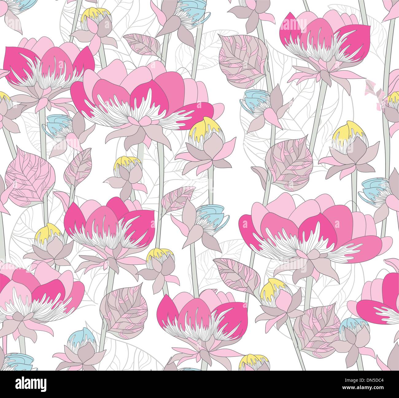 Seamless pink pattern with flowers. Floral background Stock Vector ...