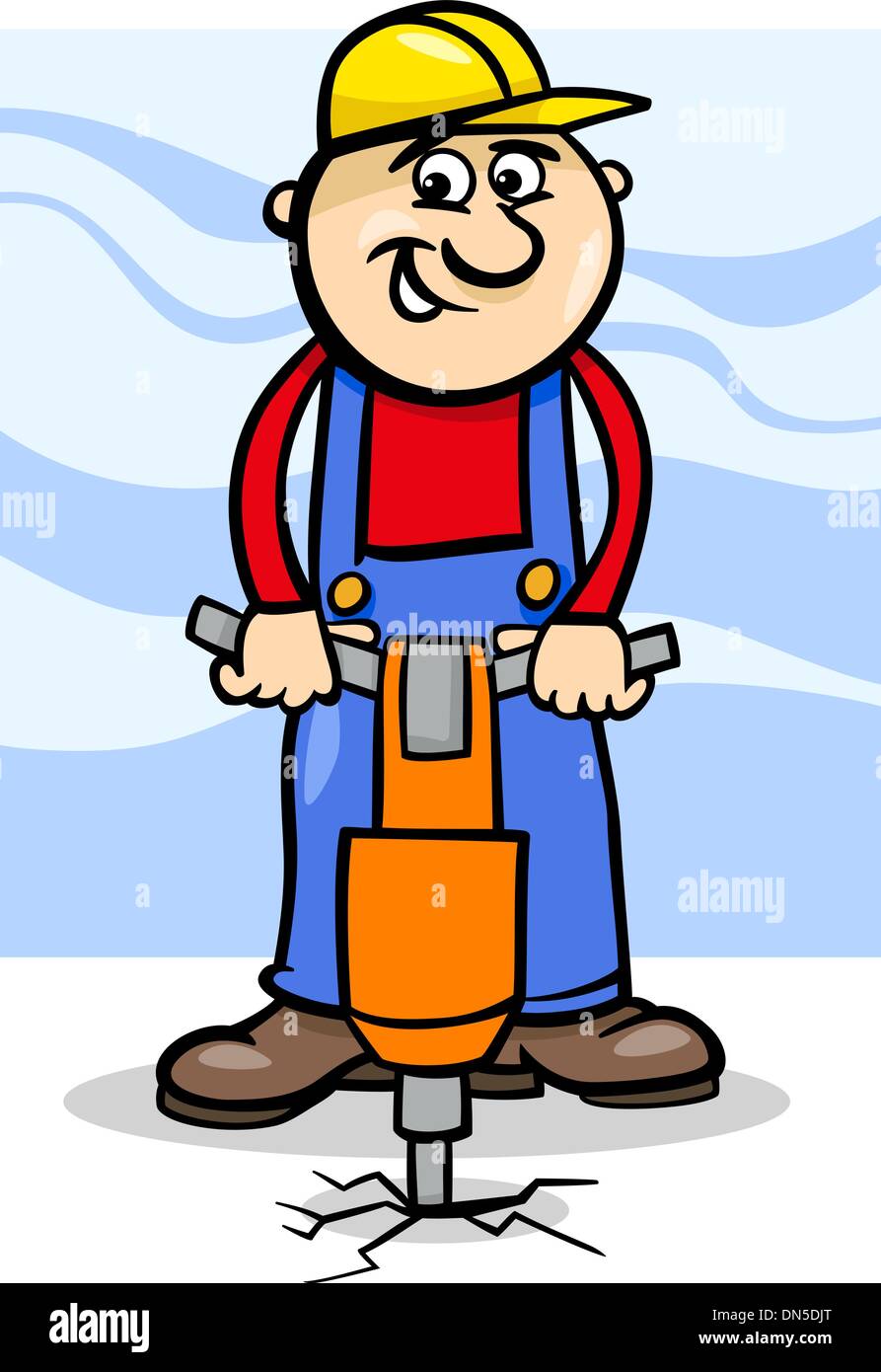 worker with pneumatic hammer cartoon Stock Vector Image & Art - Alamy