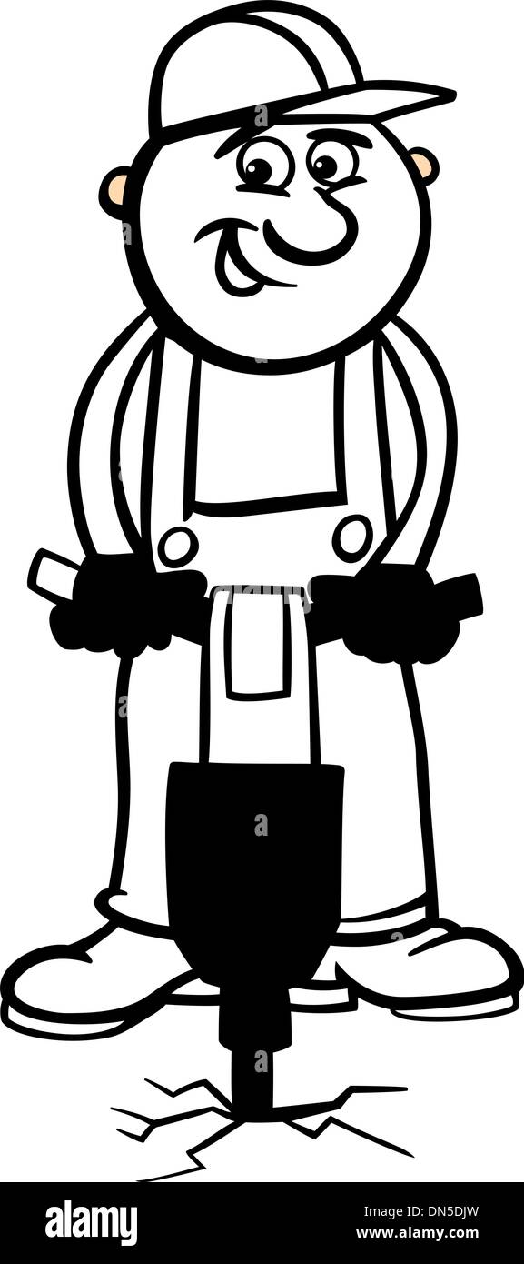 worker with pneumatic hammer cartoon Stock Vector Image & Art - Alamy