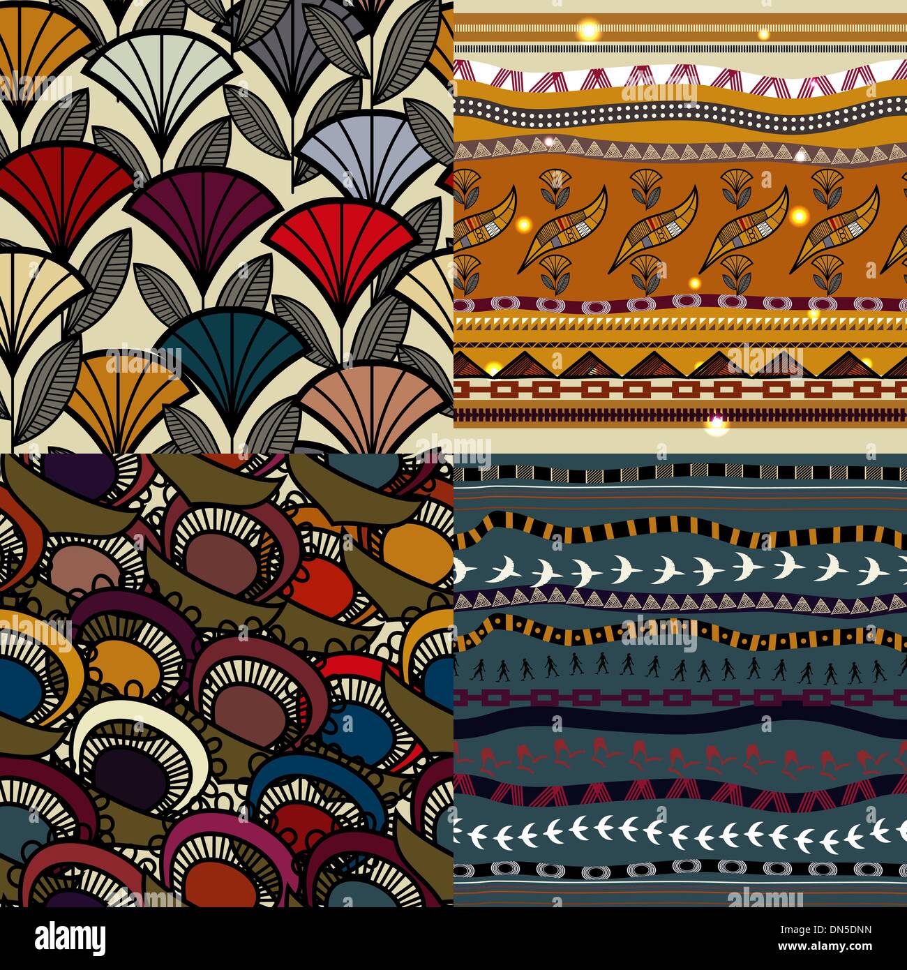 Set of seamless patterns with images of people and animals Stock Vector ...