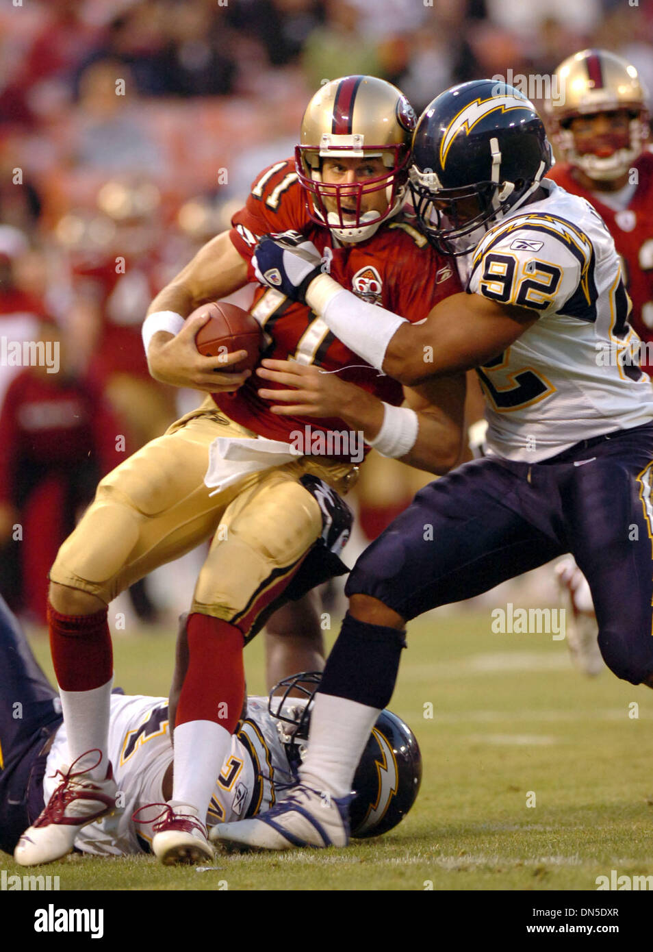 Sep 01, 2006; San Francisco, CA, USA; 49er quarterback ALEX SMITH gets ... Sep 01, 2006; San Francisco, CA, USA; 49er quarterback ALEX SMITH gets ...