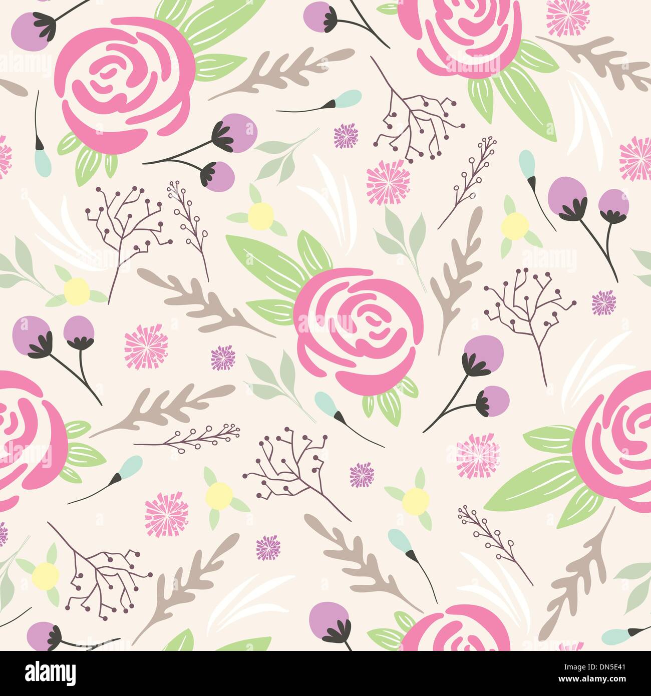 Leafs flowers pattern background Stock Vector Images - Alamy