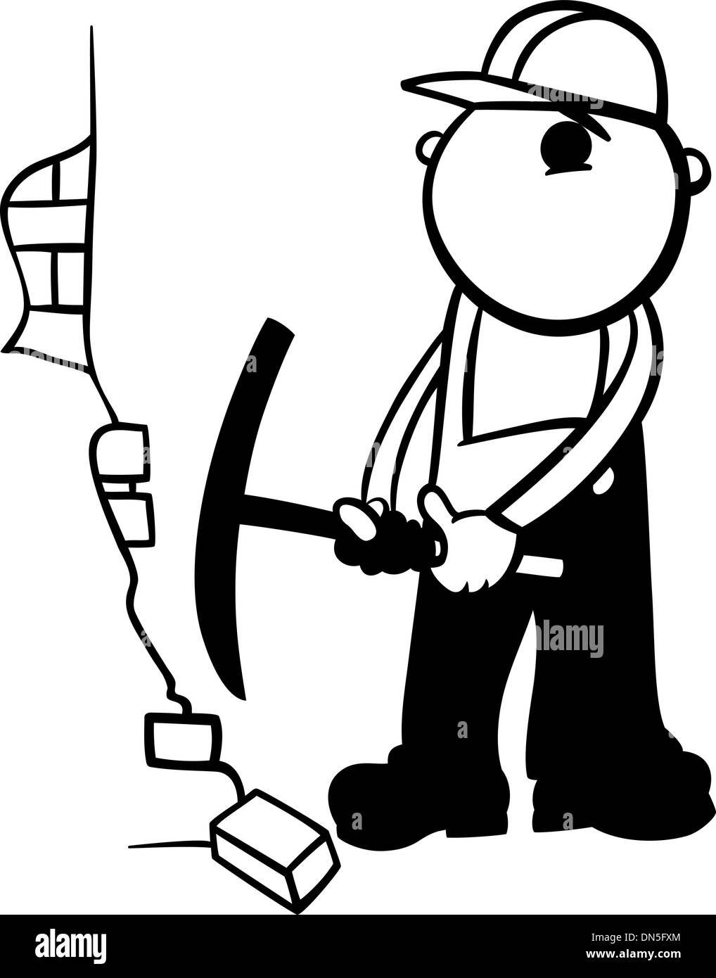 worker with pick coloring page Stock Vector Image & Art - Alamy