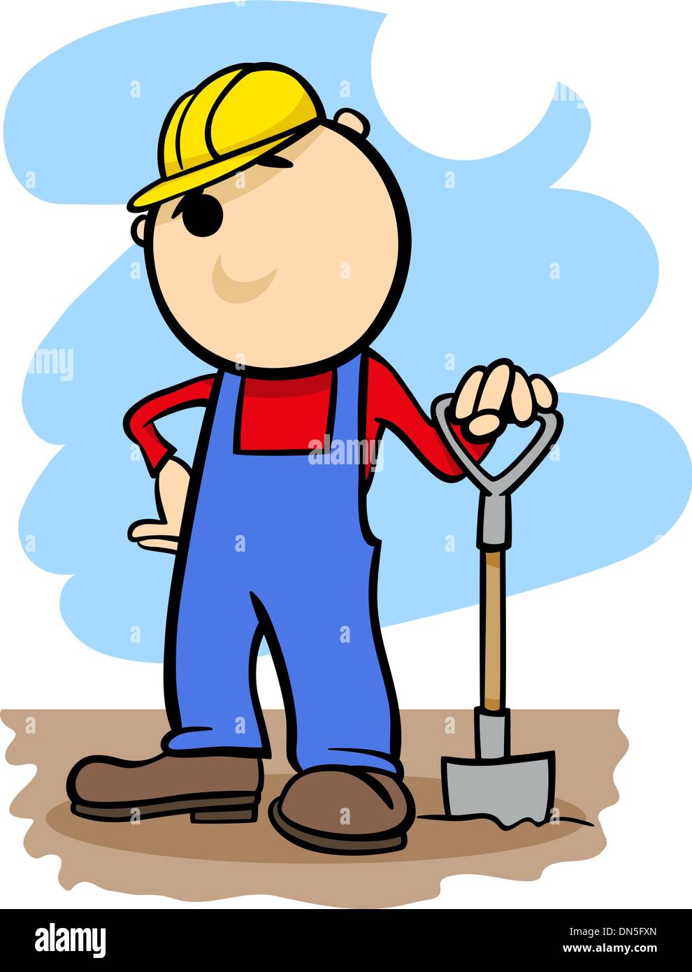worker with spade cartoon illustration Stock Vector Image & Art - Alamy