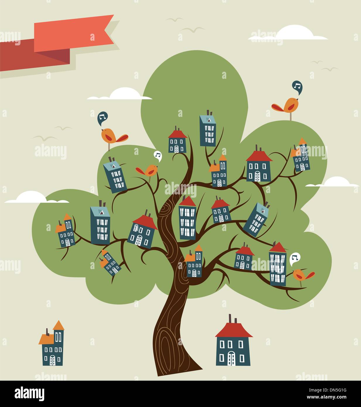 Tree cute city Stock Vector Image & Art - Alamy