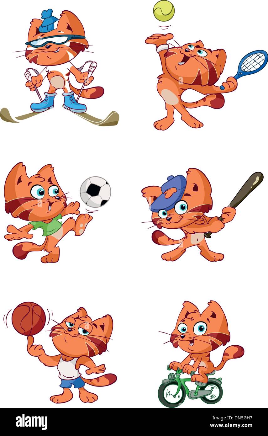 cute red cat sports set Stock Vector Image & Art - Alamy