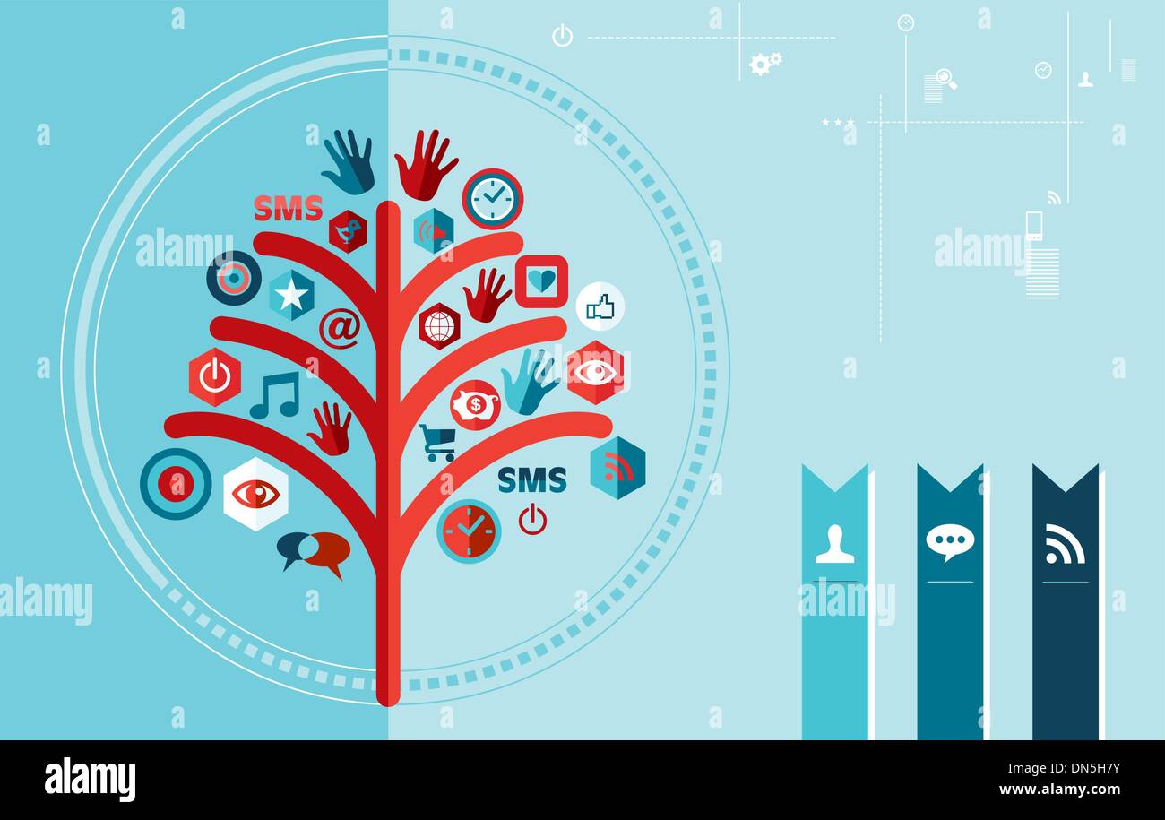 Techno social network tree design Stock Vector Image & Art - Alamy