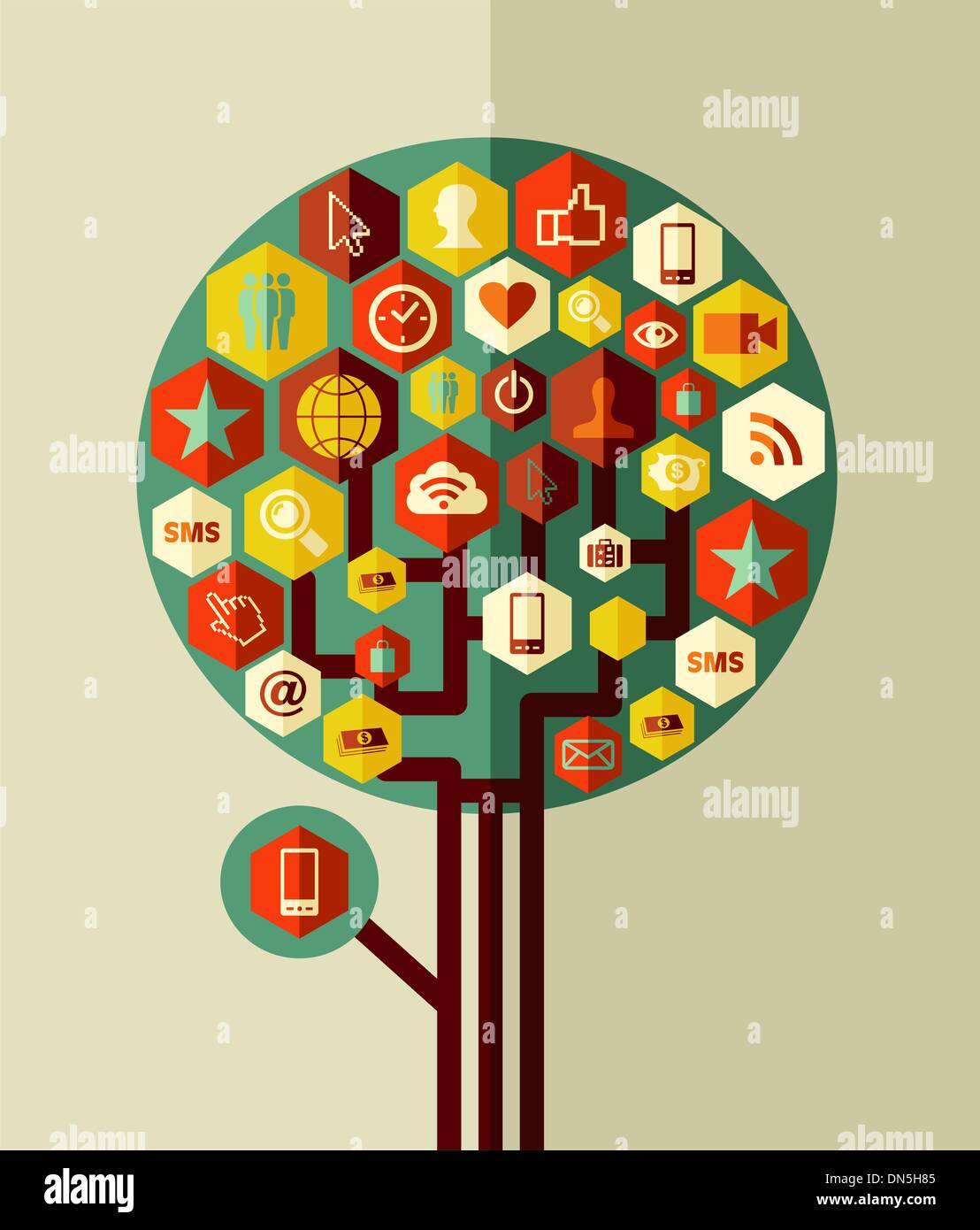 Mobile and social network Stock Vector Images - Alamy