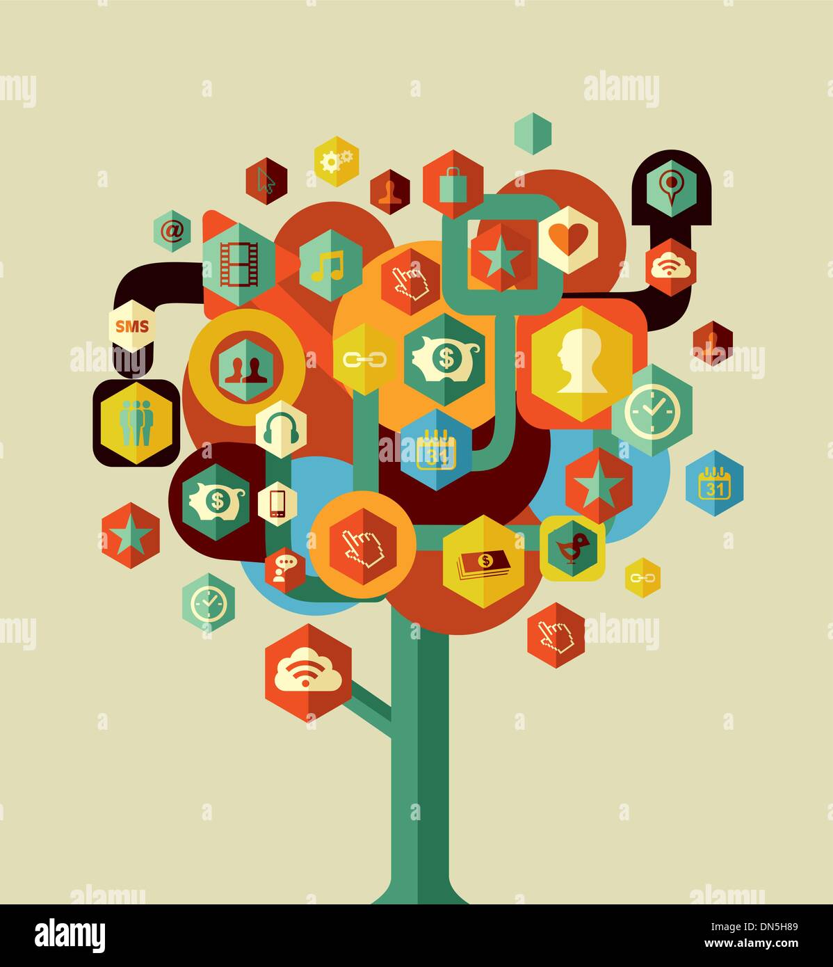 Colorful social network tree Stock Vector Image & Art - Alamy