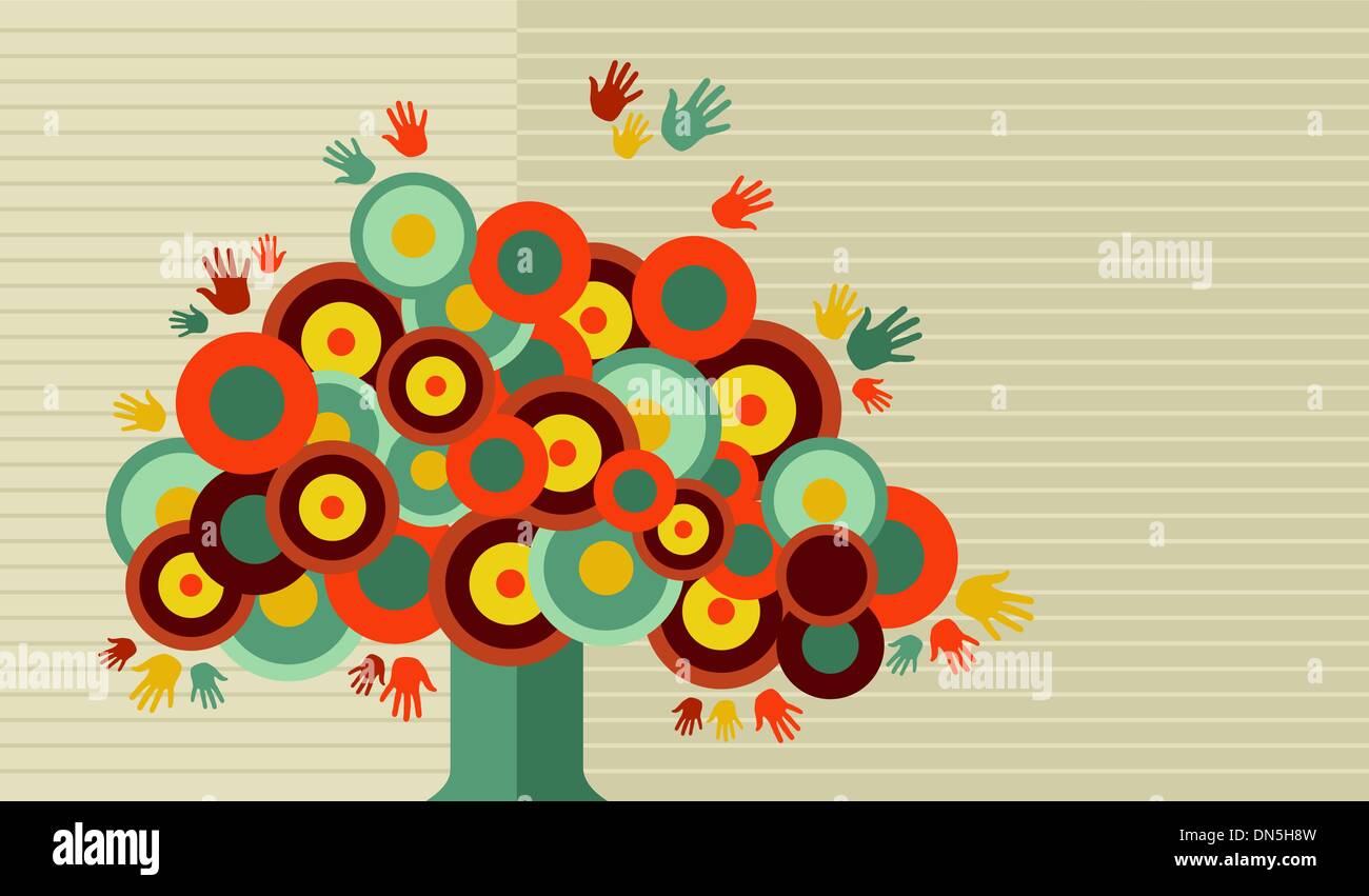 Colorful vintage hand tree design Stock Vector Image & Art - Alamy