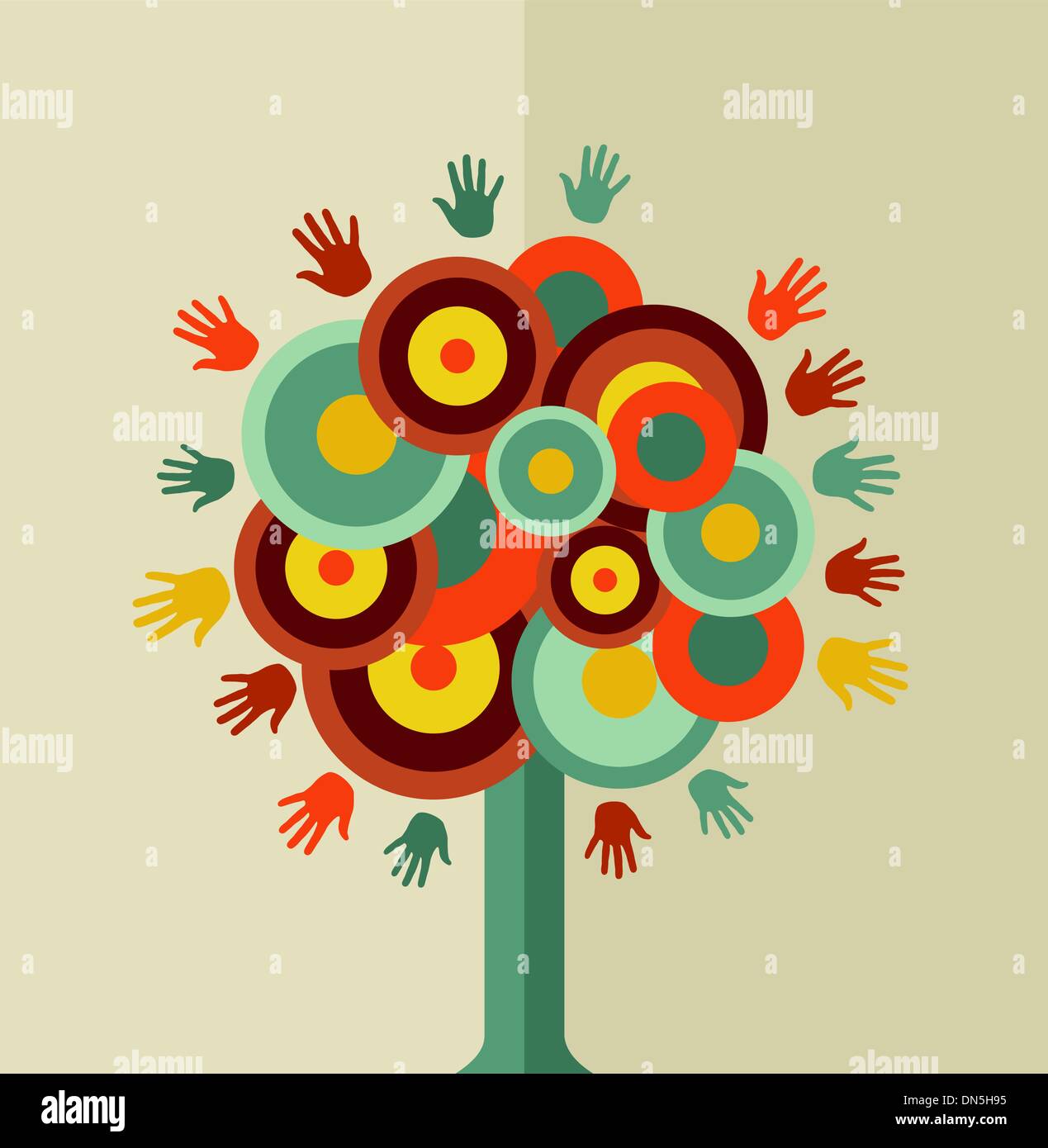 Colorful vintage hand tree circle Stock Vector Image & Art - Alamy