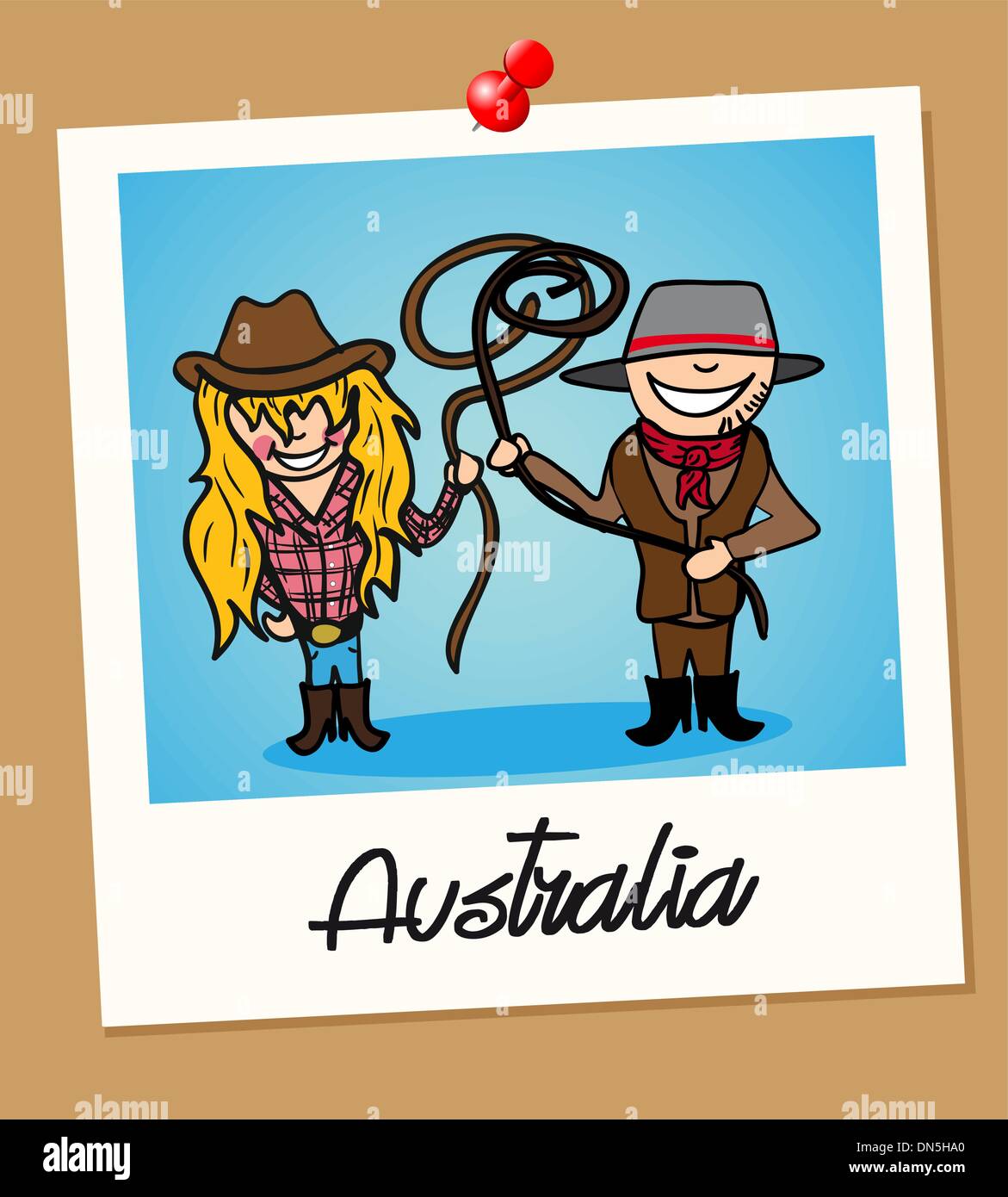 Australian man woman cartoon couple hi-res stock photography and images ...