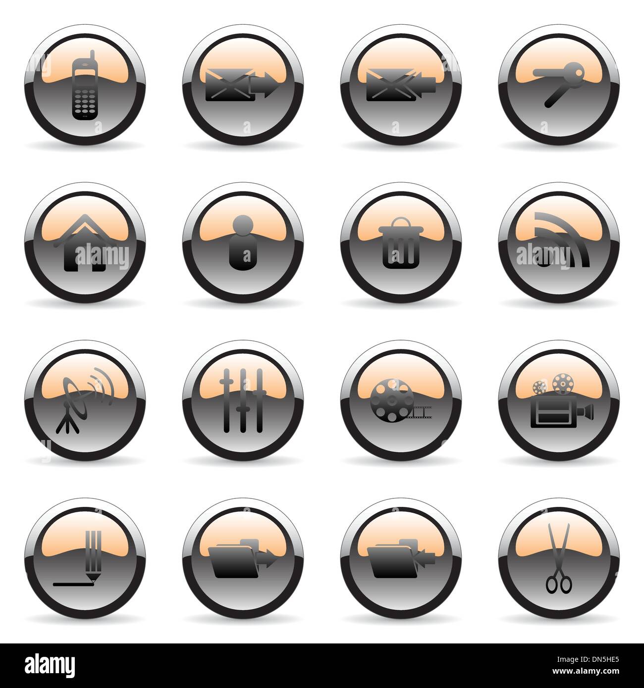 Media icons black and white hi-res stock photography and images - Alamy