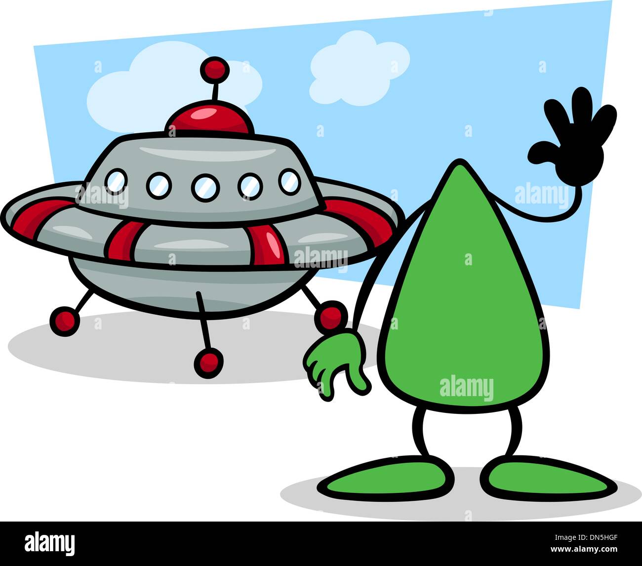 alien with ufo cartoon illustration Stock Vector Image & Art - Alamy