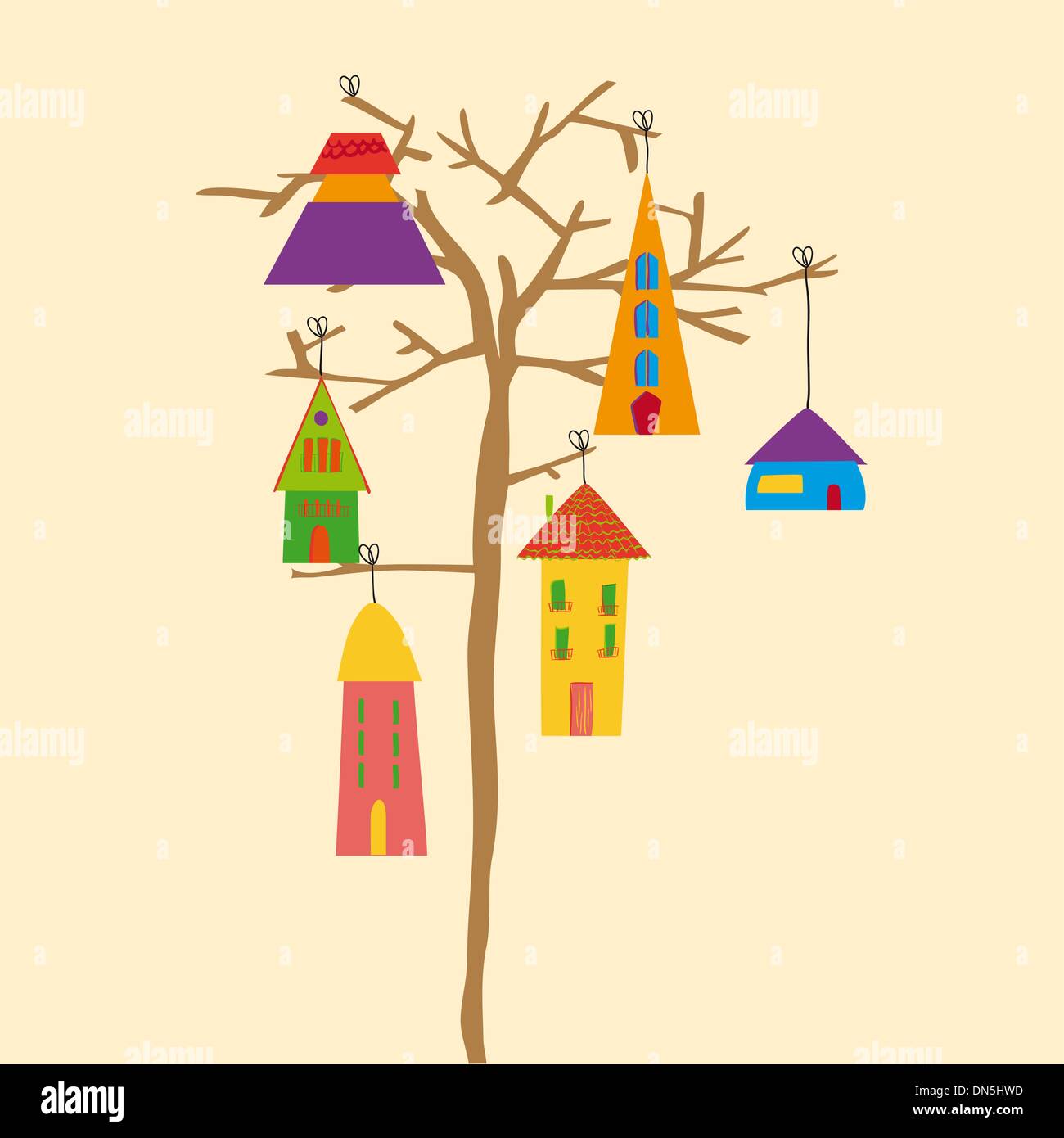 Wood bird house hanging Stock Vector Images - Alamy