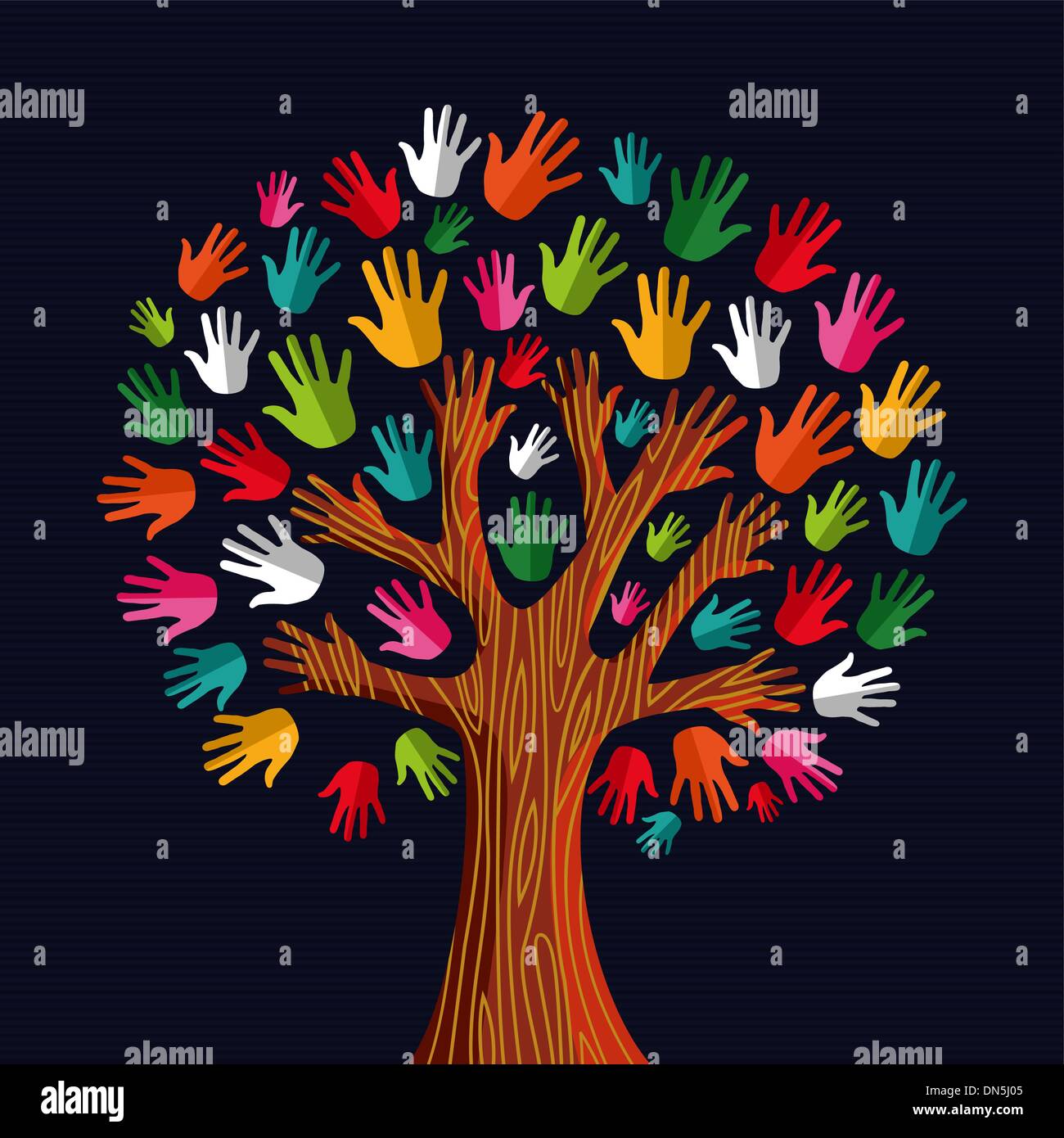 Multi social solidarity tree hands Stock Vector Image & Art - Alamy