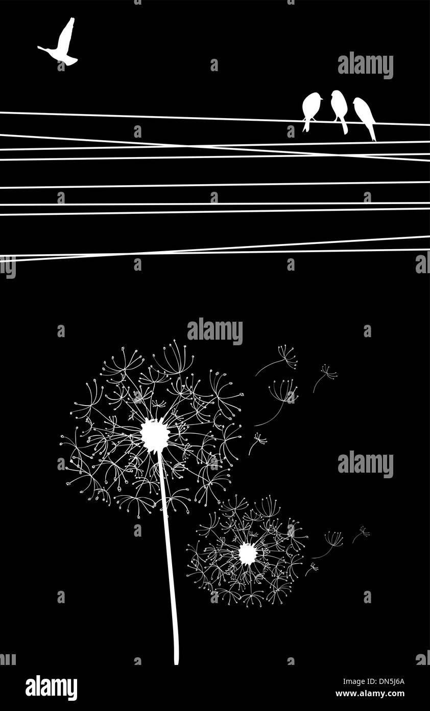 Dandelion and bird background Stock Vector Image & Art - Alamy