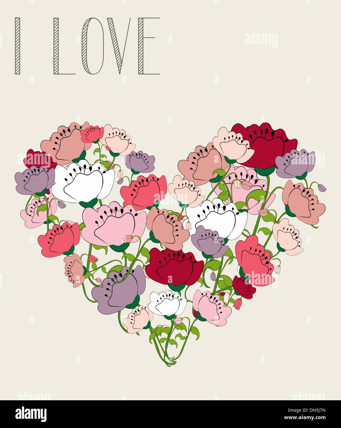 I love spring flower heart background Stock Vector Image & Art - Alamy
