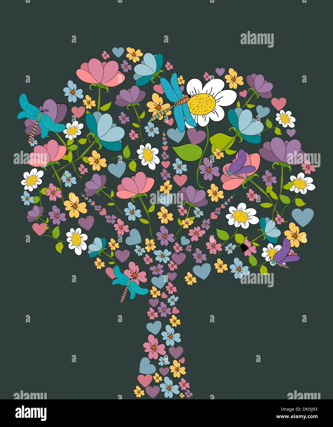Spring tree flower shape Stock Vector Image & Art - Alamy