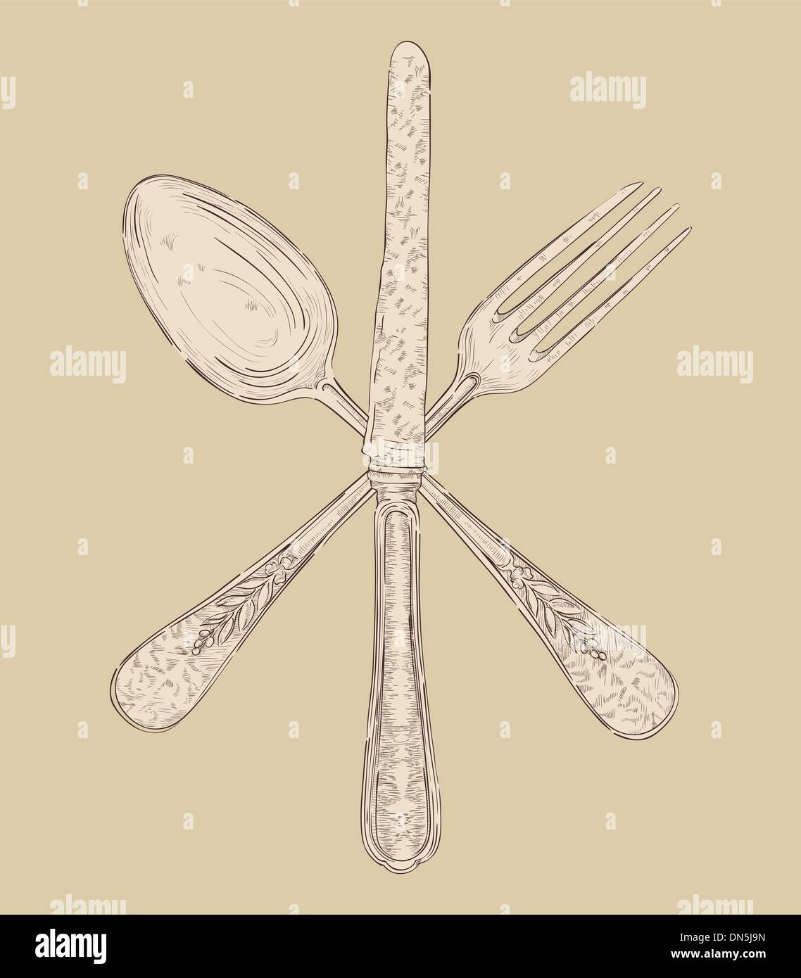 Hand drawn silverware design set Stock Vector Image & Art - Alamy