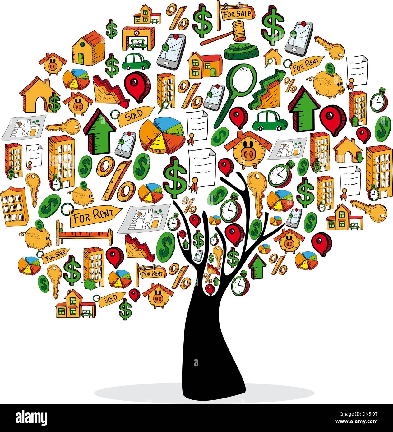 Real estate icon set tree Stock Vector Images - Alamy