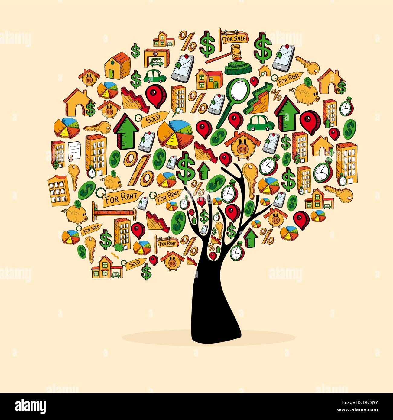 Real estate icon set tree Stock Vector Image & Art - Alamy