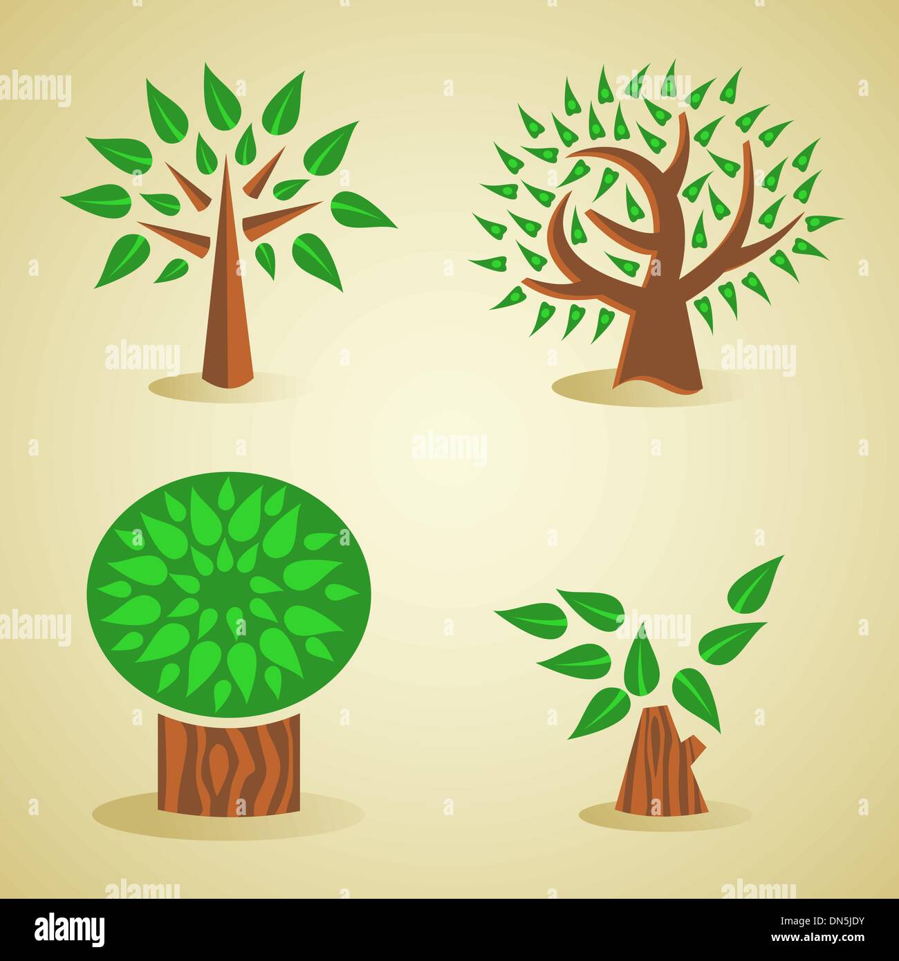 Colorful green tree set Stock Vector Image & Art - Alamy