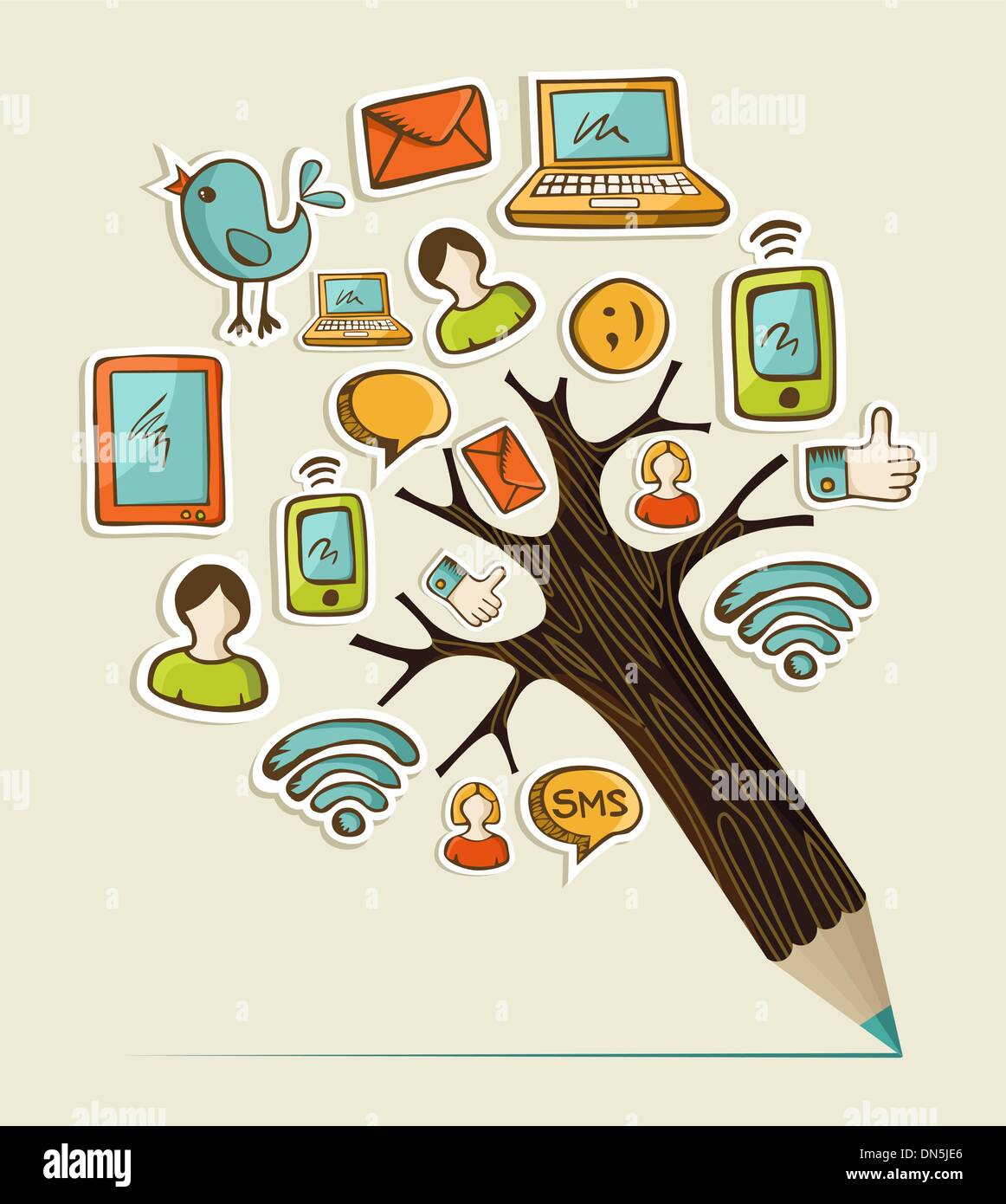 Social pencil tree Stock Vector Image & Art - Alamy