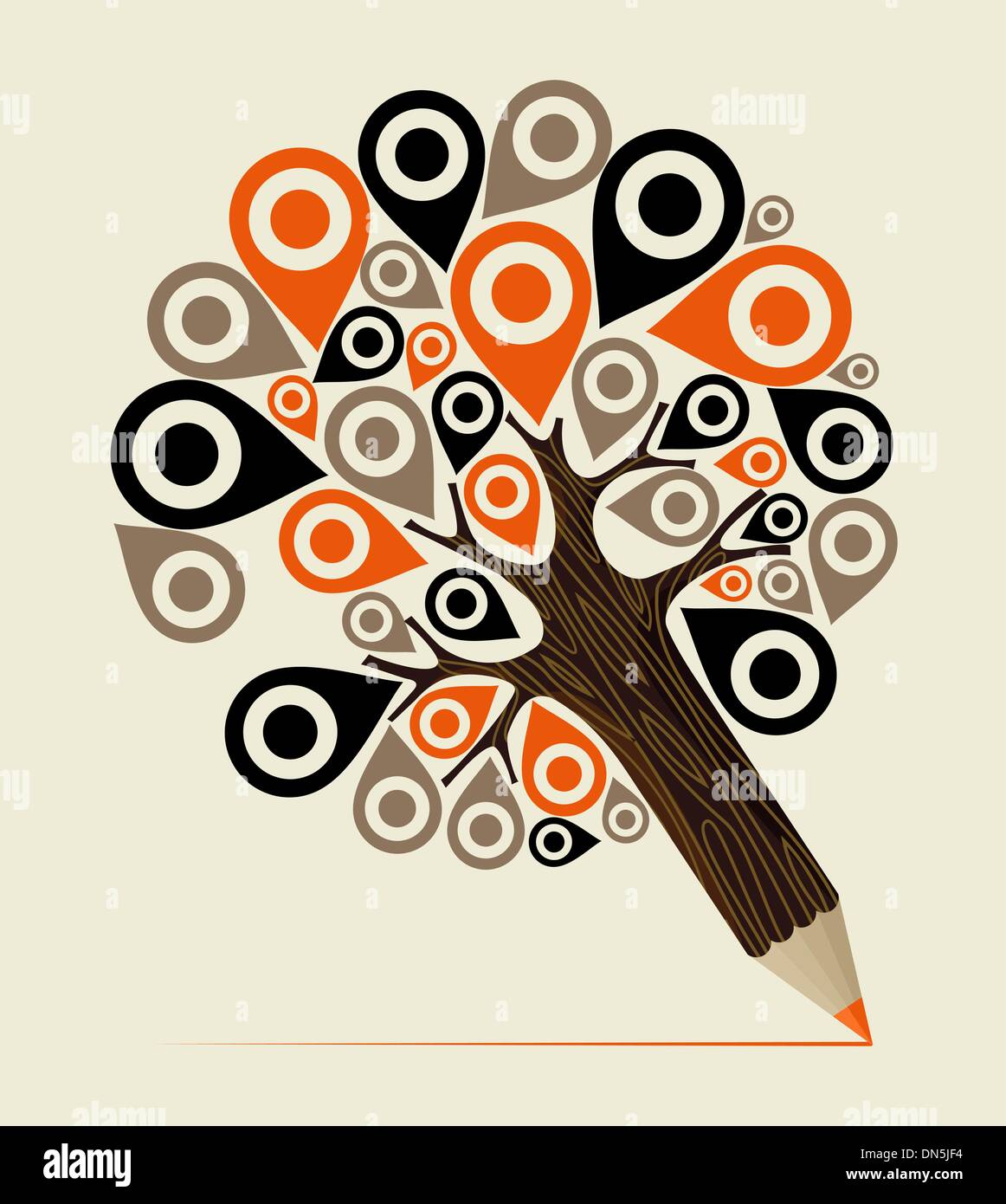 Geo location concept pencil tree Stock Vector Image & Art - Alamy