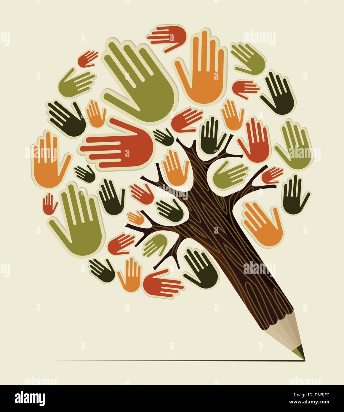 Diversity hand concept pencil tree Stock Vector Image & Art - Alamy