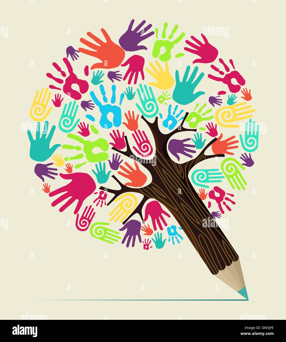 Diversity hand concept pencil tree Stock Vector Image & Art - Alamy