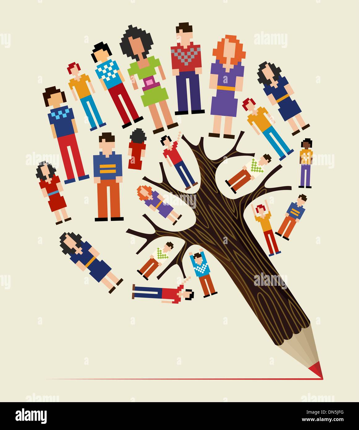 Diversity people concept pencil tree Stock Vector Image & Art - Alamy