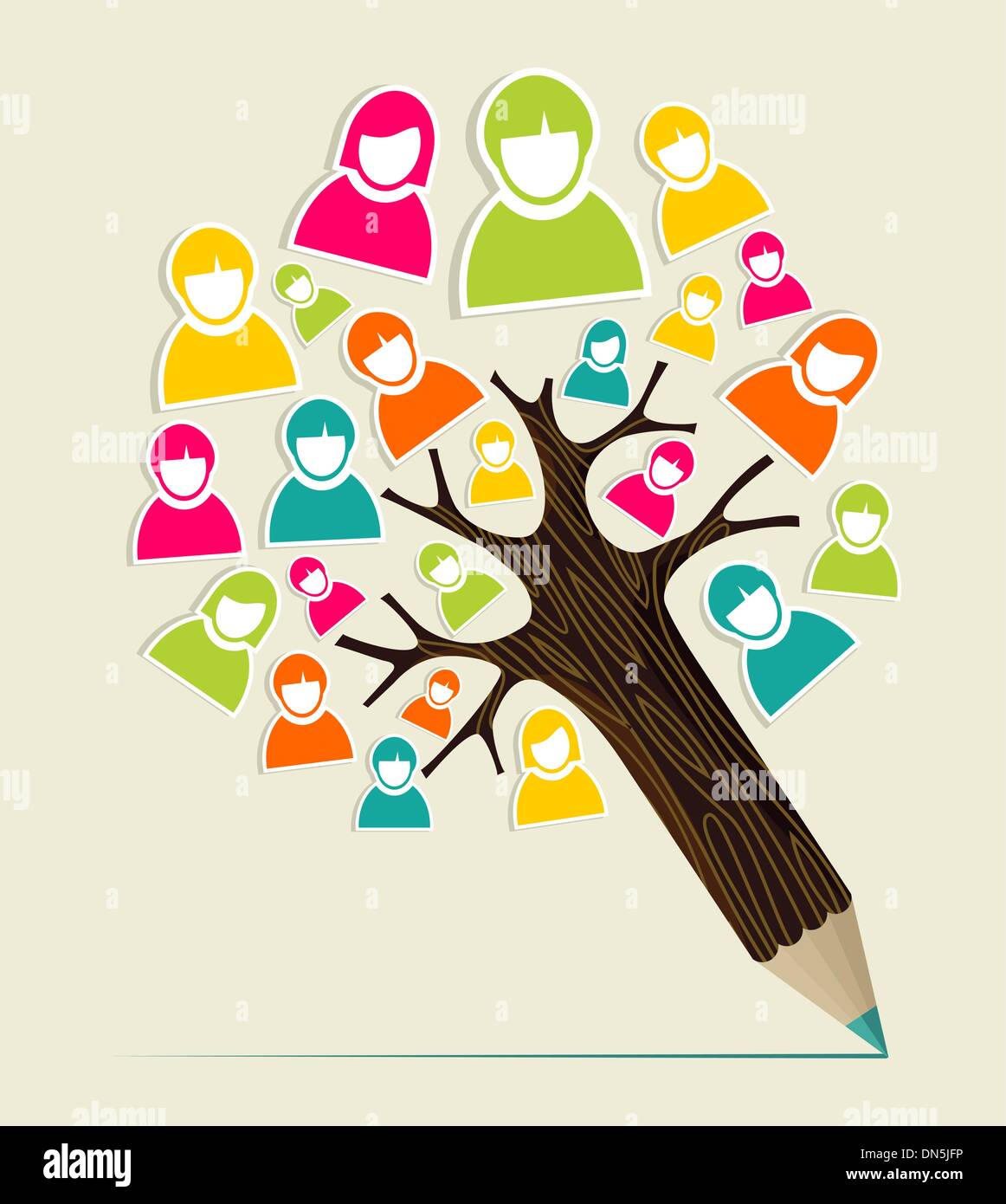 Diversity people concept pencil tree Stock Vector Image & Art - Alamy
