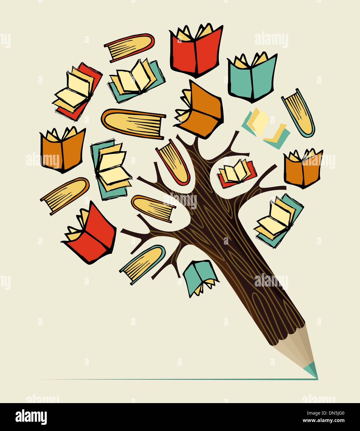 Reading education concept pencil tree Stock Vector Image & Art - Alamy