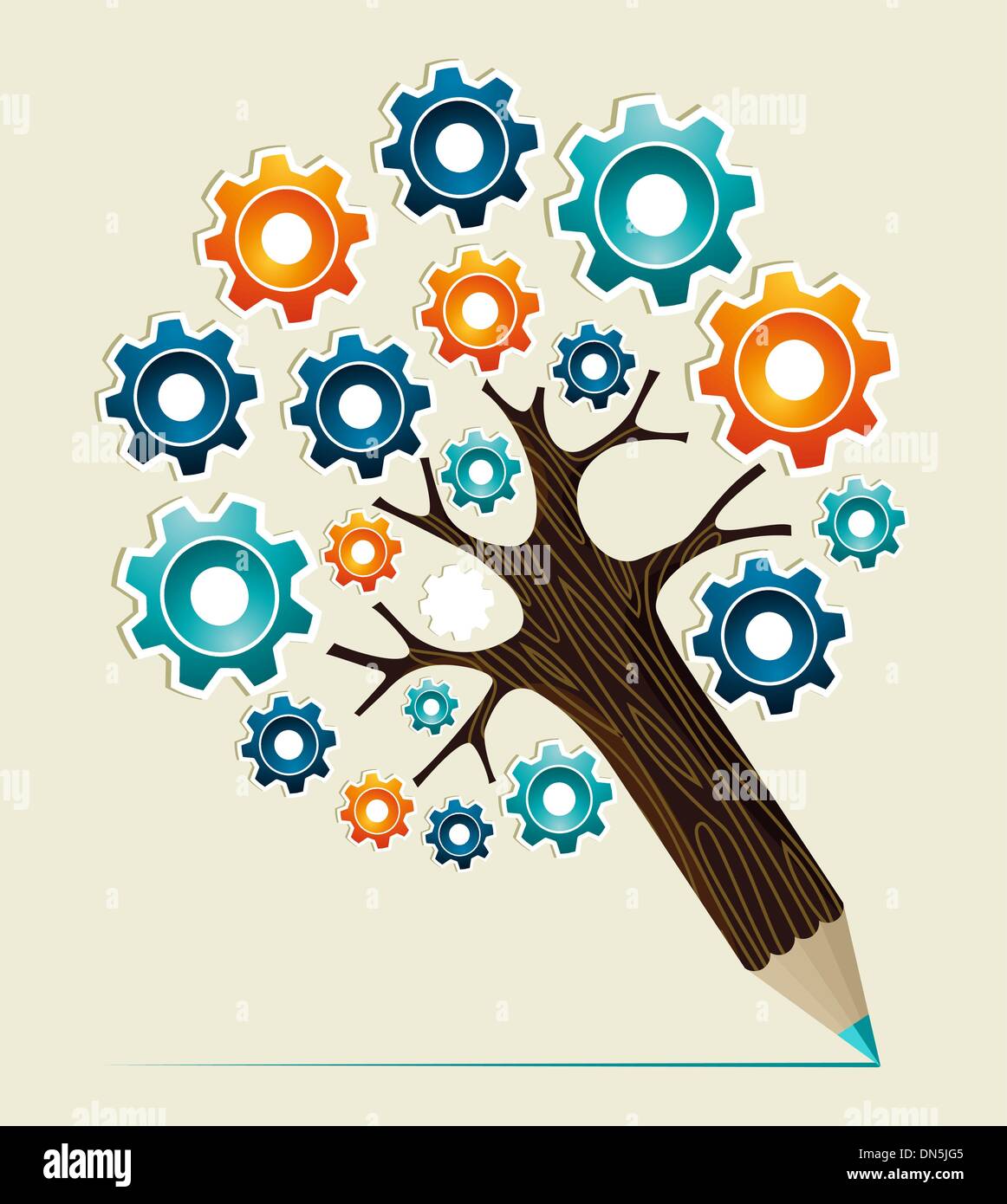 Gear wheel concept pencil tree Stock Vector Image & Art - Alamy