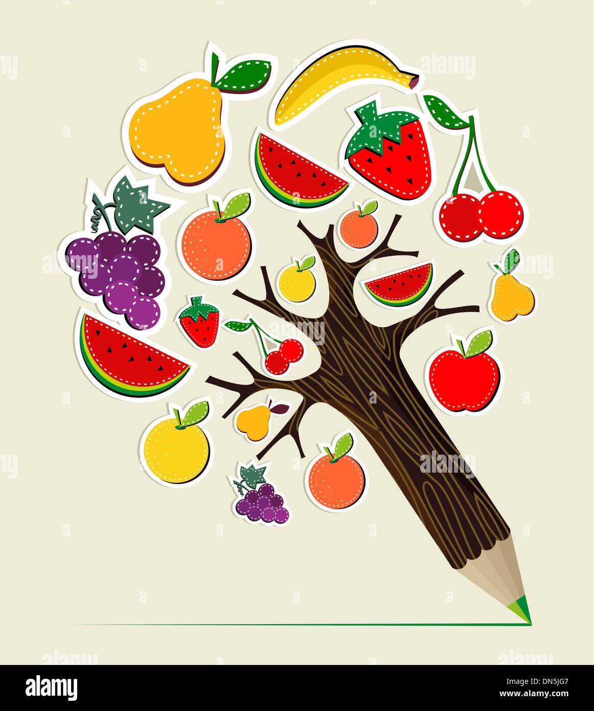 Healthy food concept pencil tree Stock Vector Image & Art - Alamy